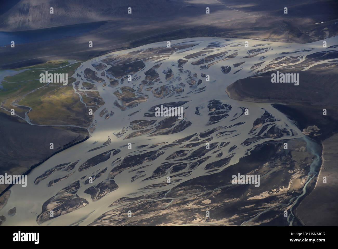 Aerial view of glacial rivers South Iceland Stock Photo - Alamy