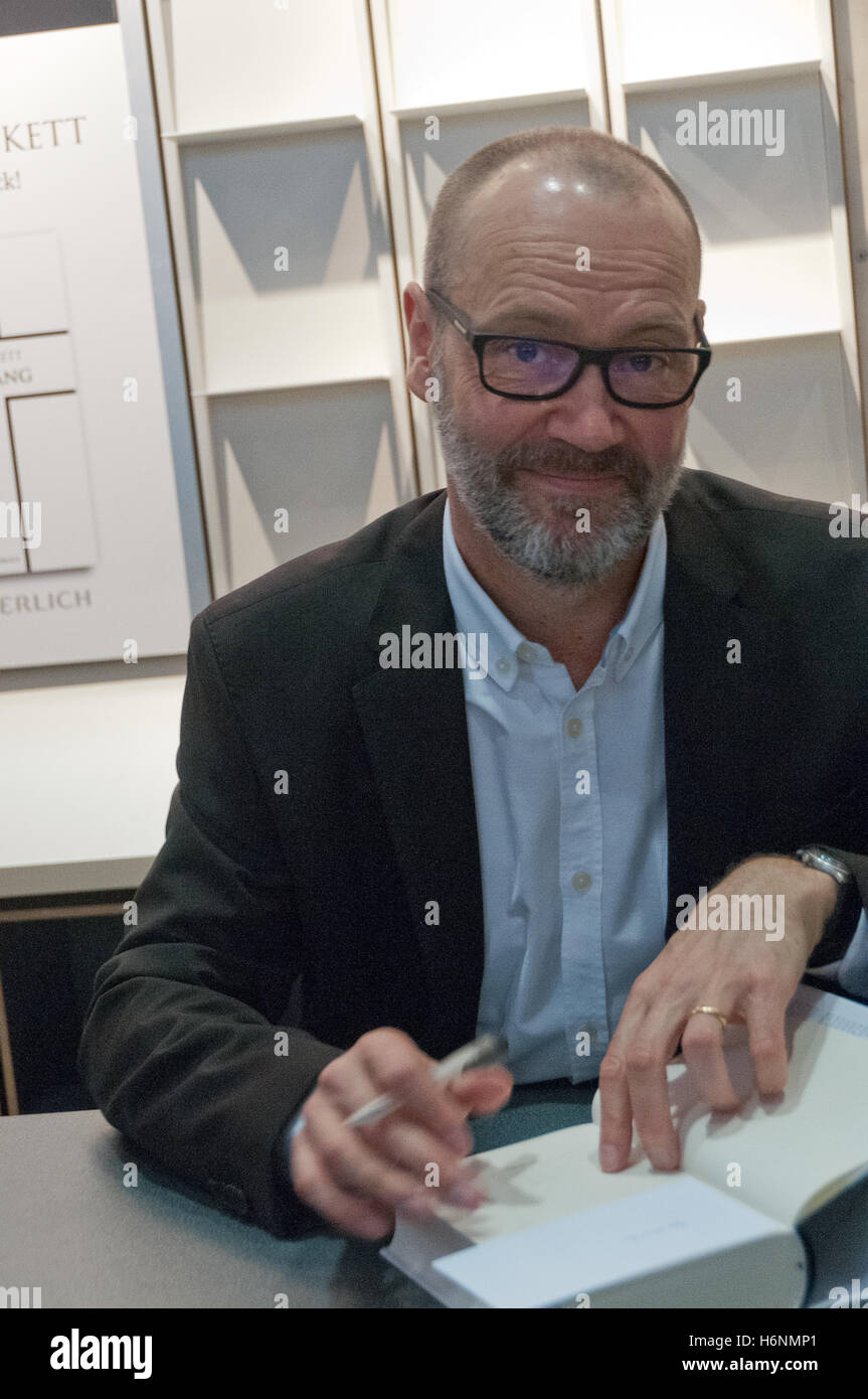 Simon Beckett, bestselling author, signing at the Frankfurt Bookfair ...