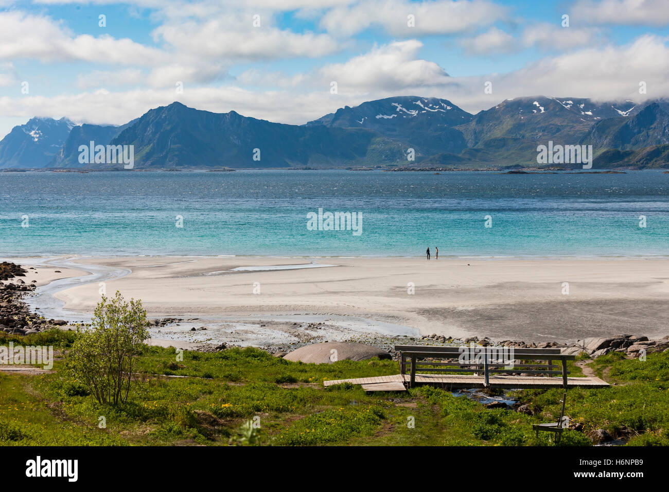 The spectacular beach at Rørvikstranda, Henningsvaer, Lofoten Islands ...
