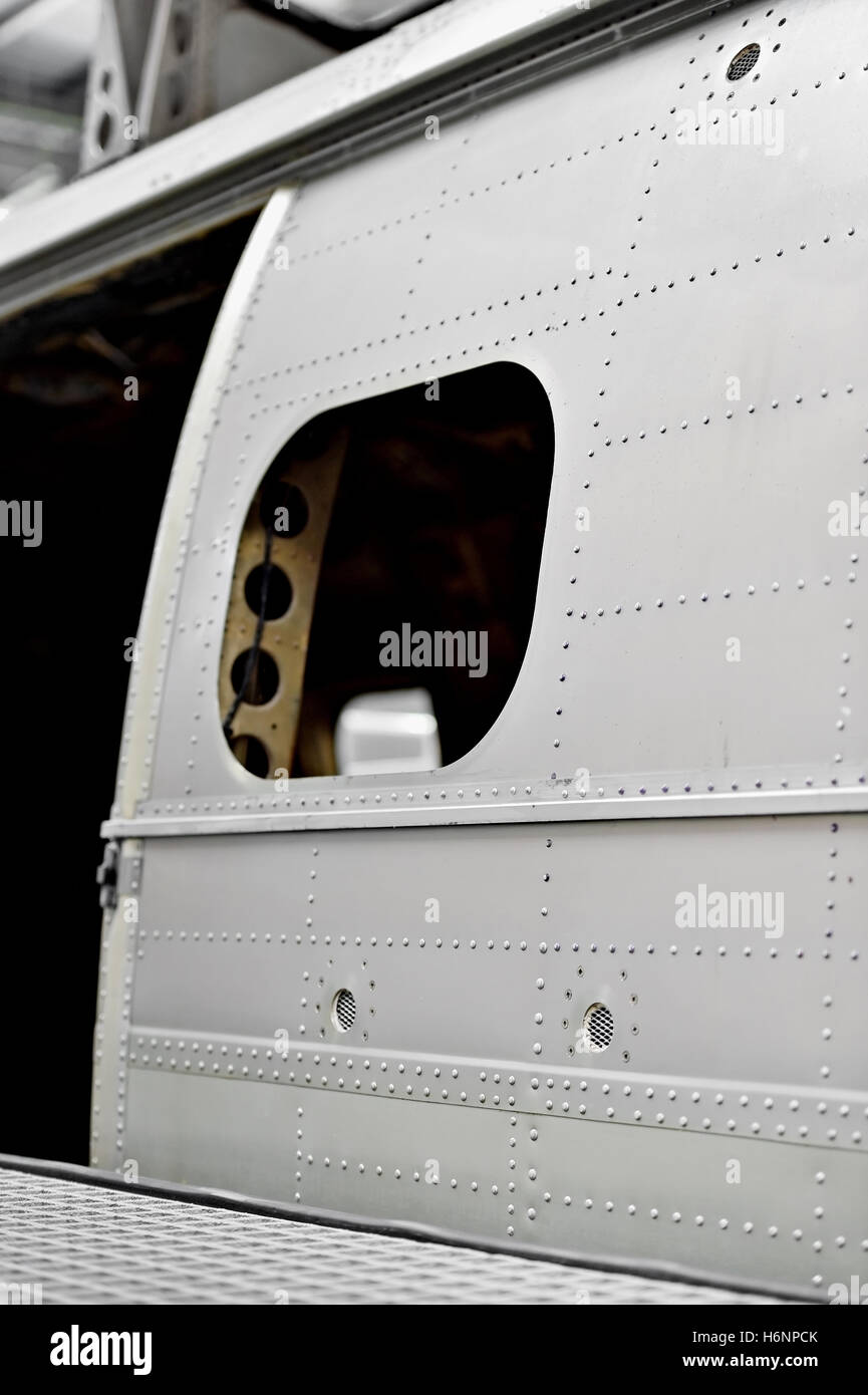 Detail with helicopter fuselage on the repair line in a factory Stock ...