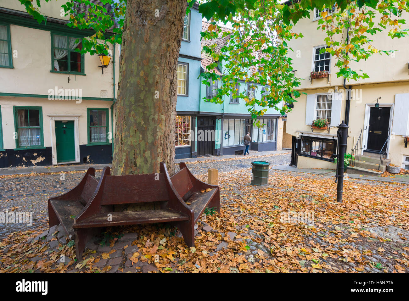 Norwich Old Town, view of a street in the historic Elm Hill quarter of ...