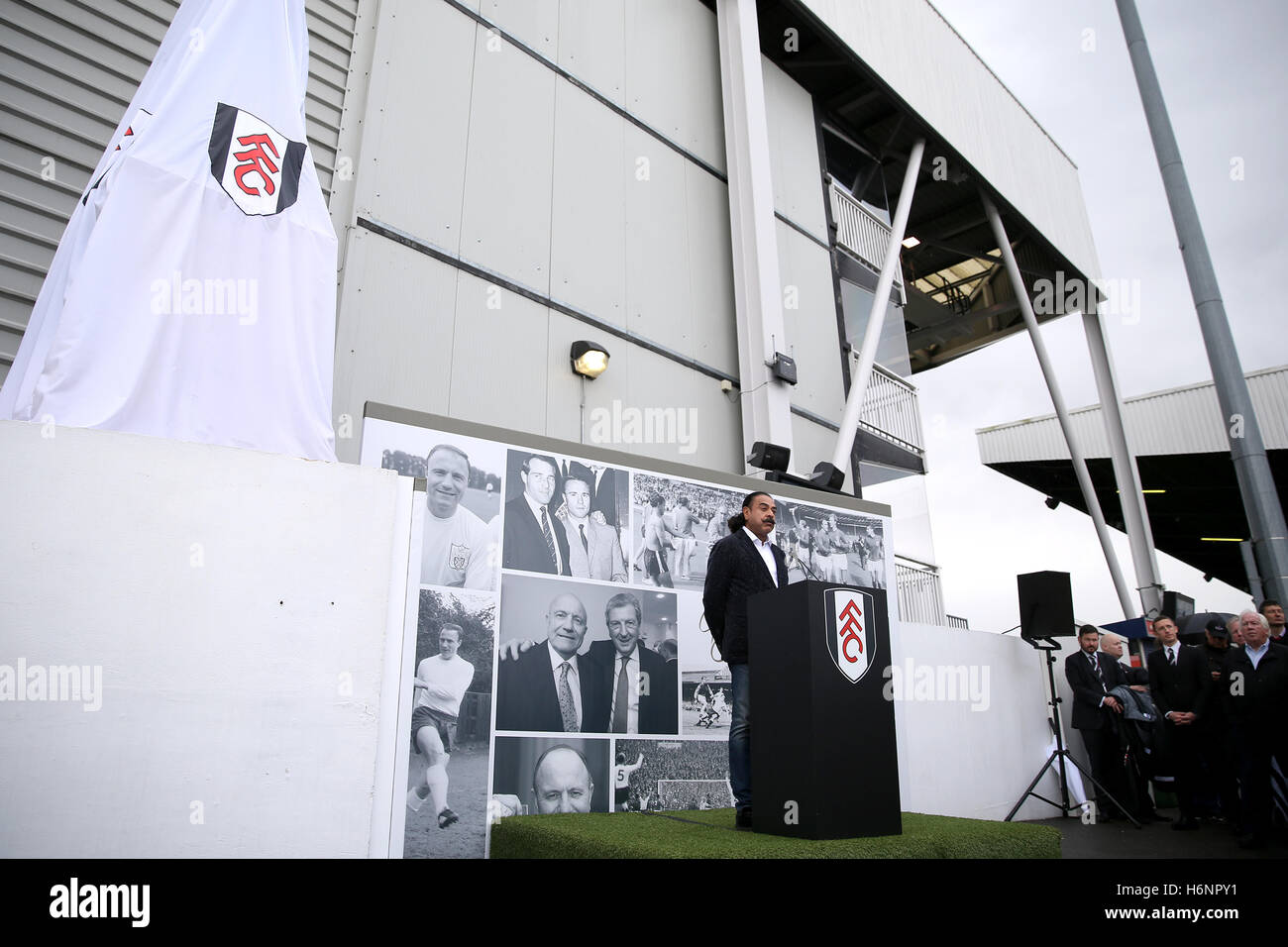 Fulham owner Shahid Khan during an unveiling of the George Cohen Statue ...