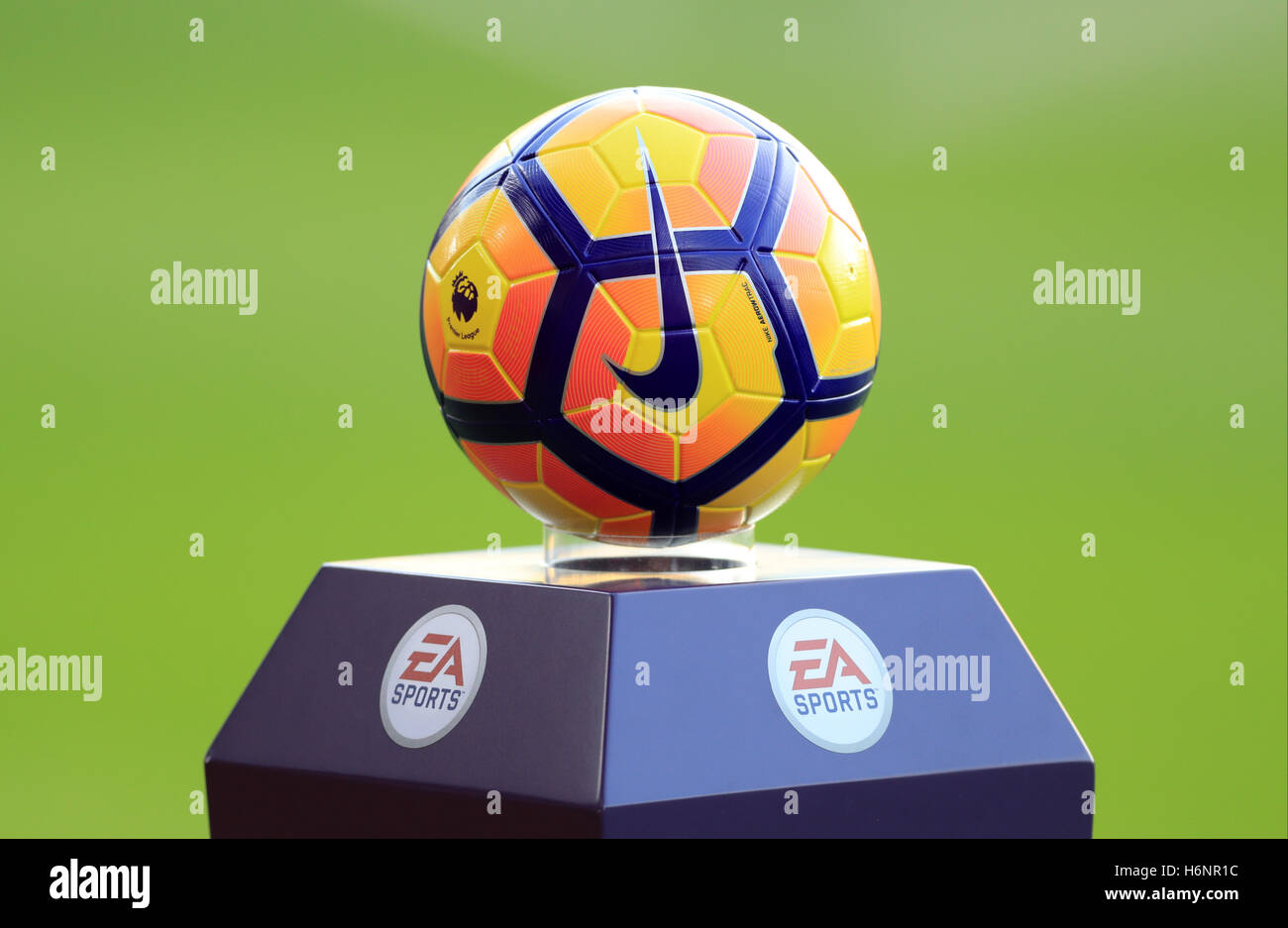 The Premier League Nike football on the plinth Stock Photo - Alamy