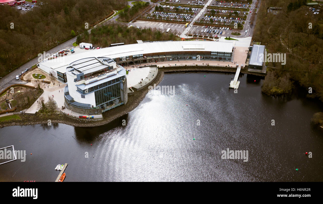 Aerial drone view Loch Lomond Shores Balloch Scotland Stock Photo - Alamy