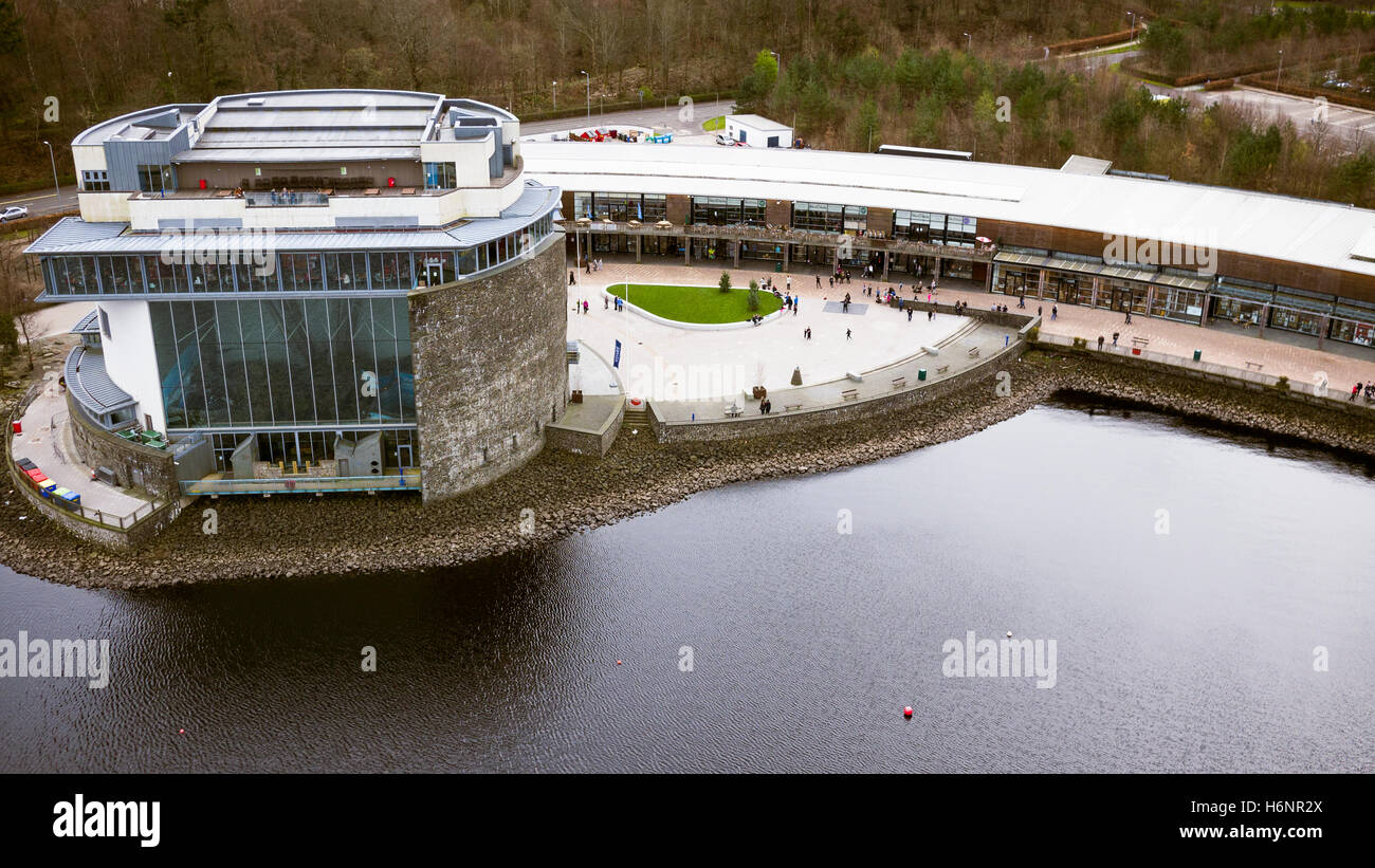 Aerial drone view Loch Lomond Shores Balloch Scotland Stock Photo - Alamy