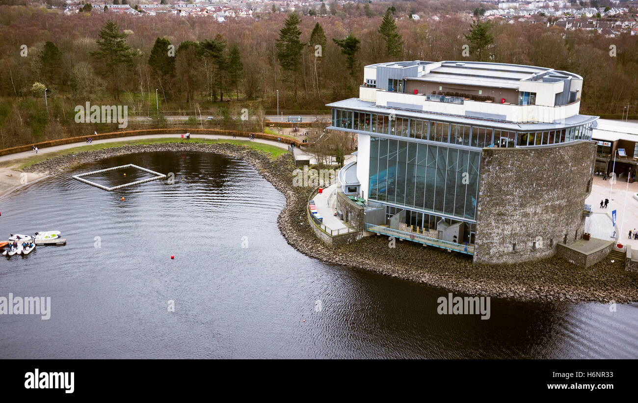 Aerial drone view Loch Lomond Shores Balloch Scotland Stock Photo - Alamy