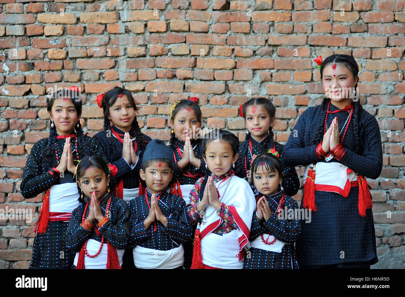 Newari girls in traditional attire hi-res stock photography and images ...