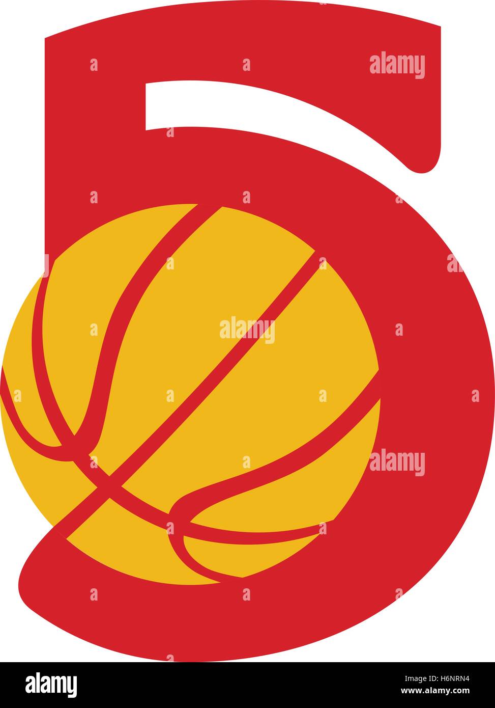 Illustration of a basketball ball inside number 5 set on isolated white ...