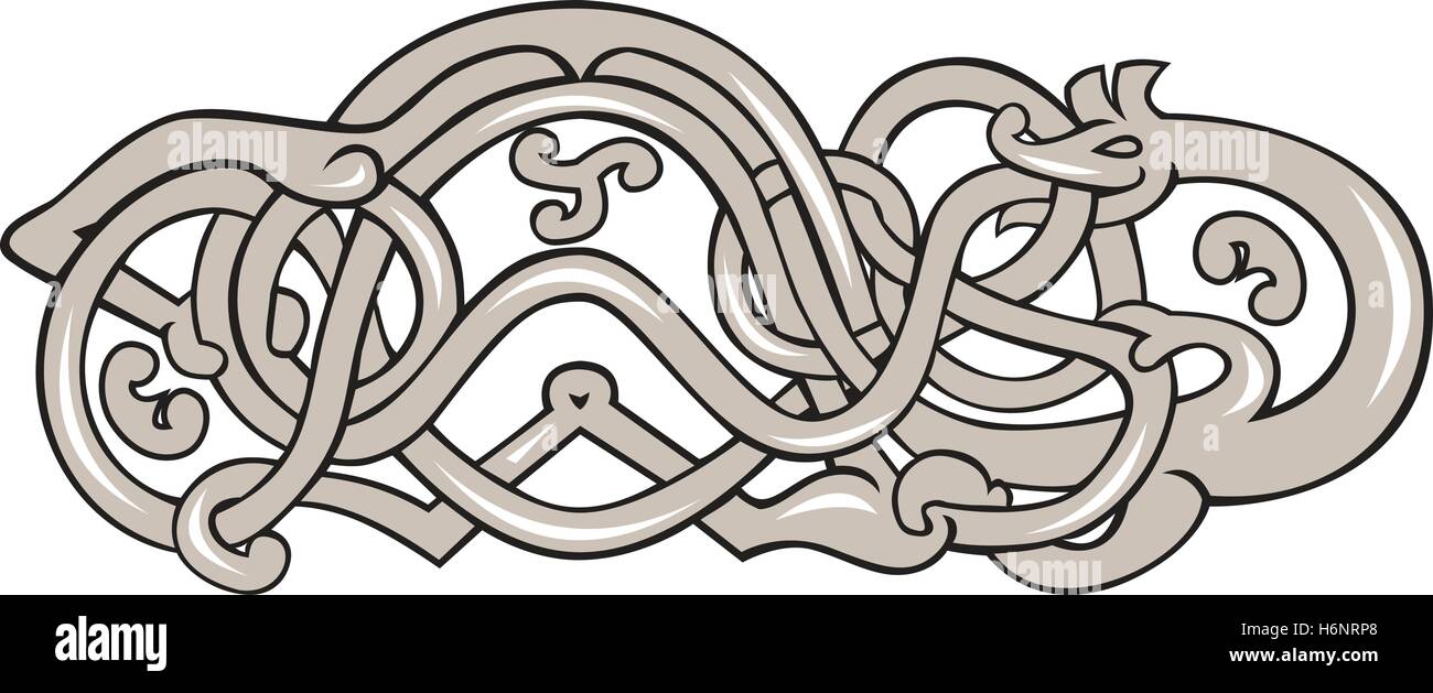 Illustration of an urnes snake with extended stomach in grey set on ...