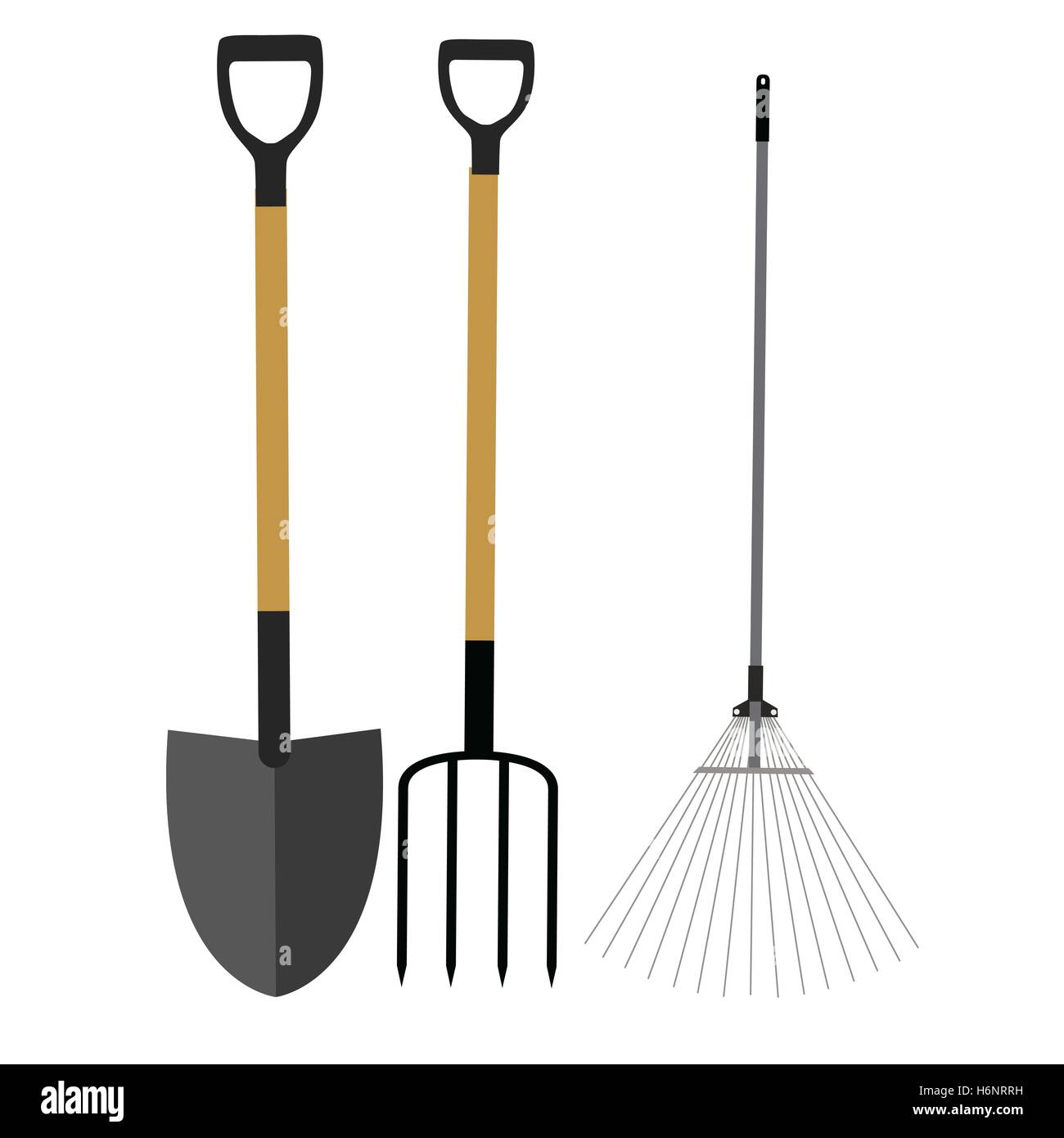 Garden Tools, Instruments Flat Icon Collection Set. Shovel, Rake Stock ...