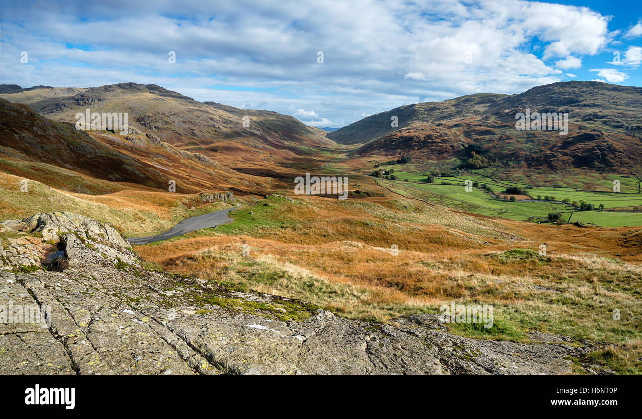 The view from the top of the Hardknott Pass in the Lake District - one ...