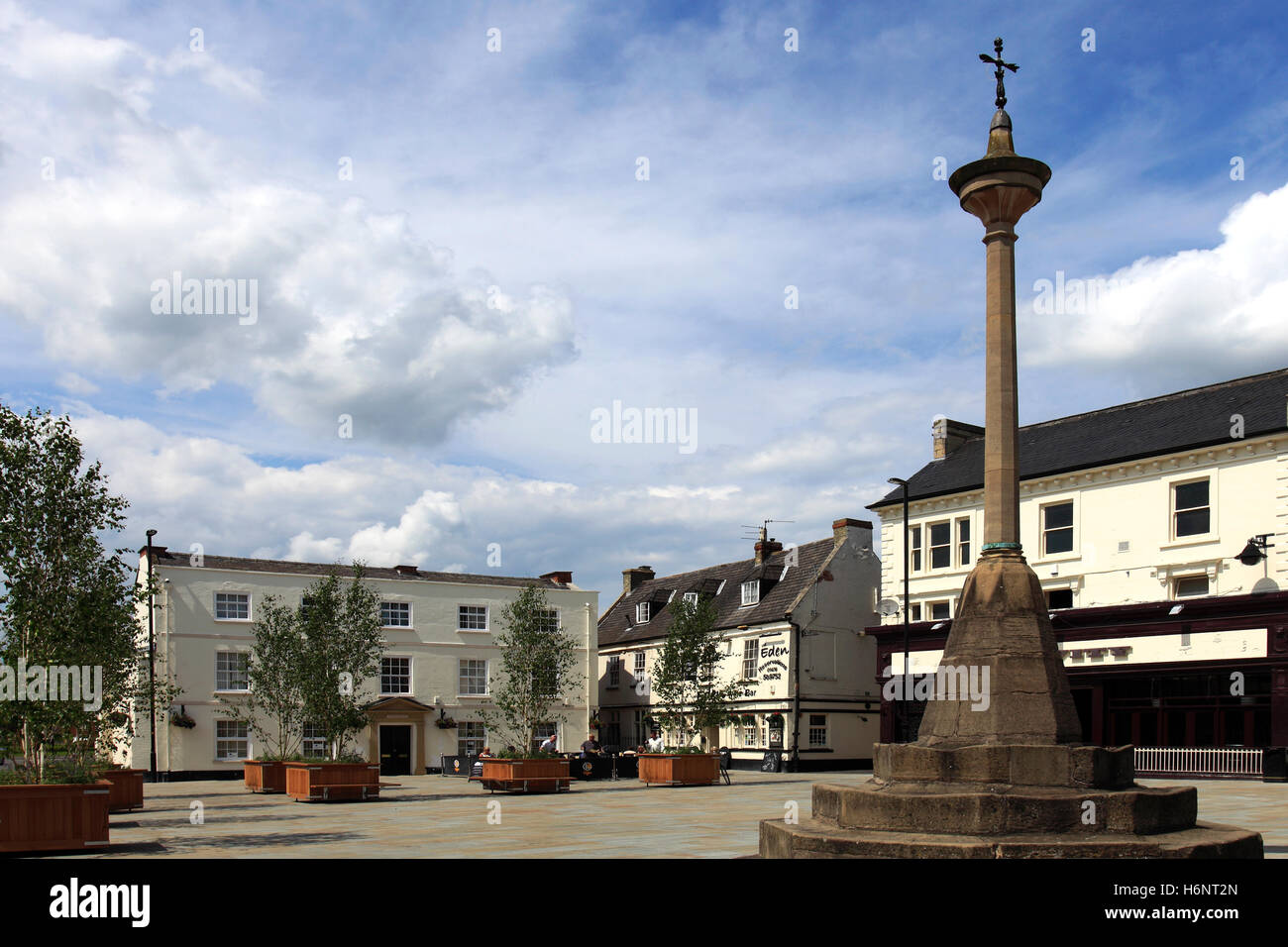 Summer, Market square, Grantham town, Lincolnshire, England; Britain ...