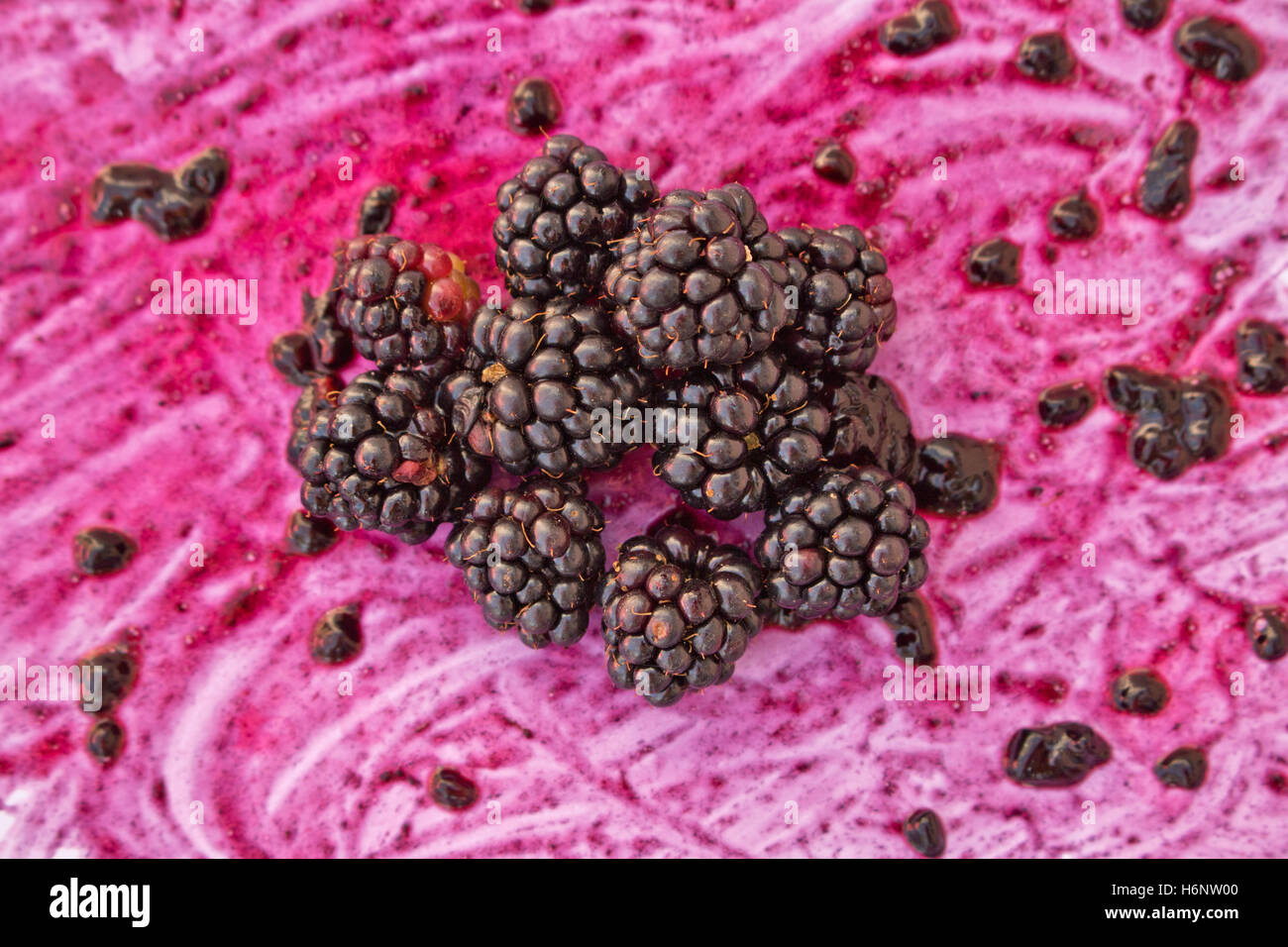 Blackberries Crushed and Splattered, juice and pips Stock Photo - Alamy