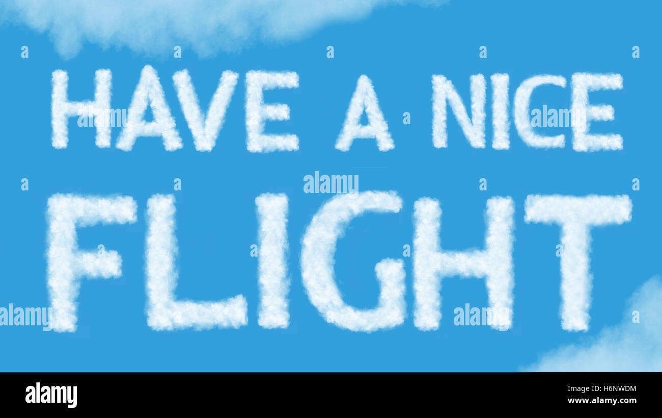 text Have a nice flight of the natural clouds and airplane in the blue ...
