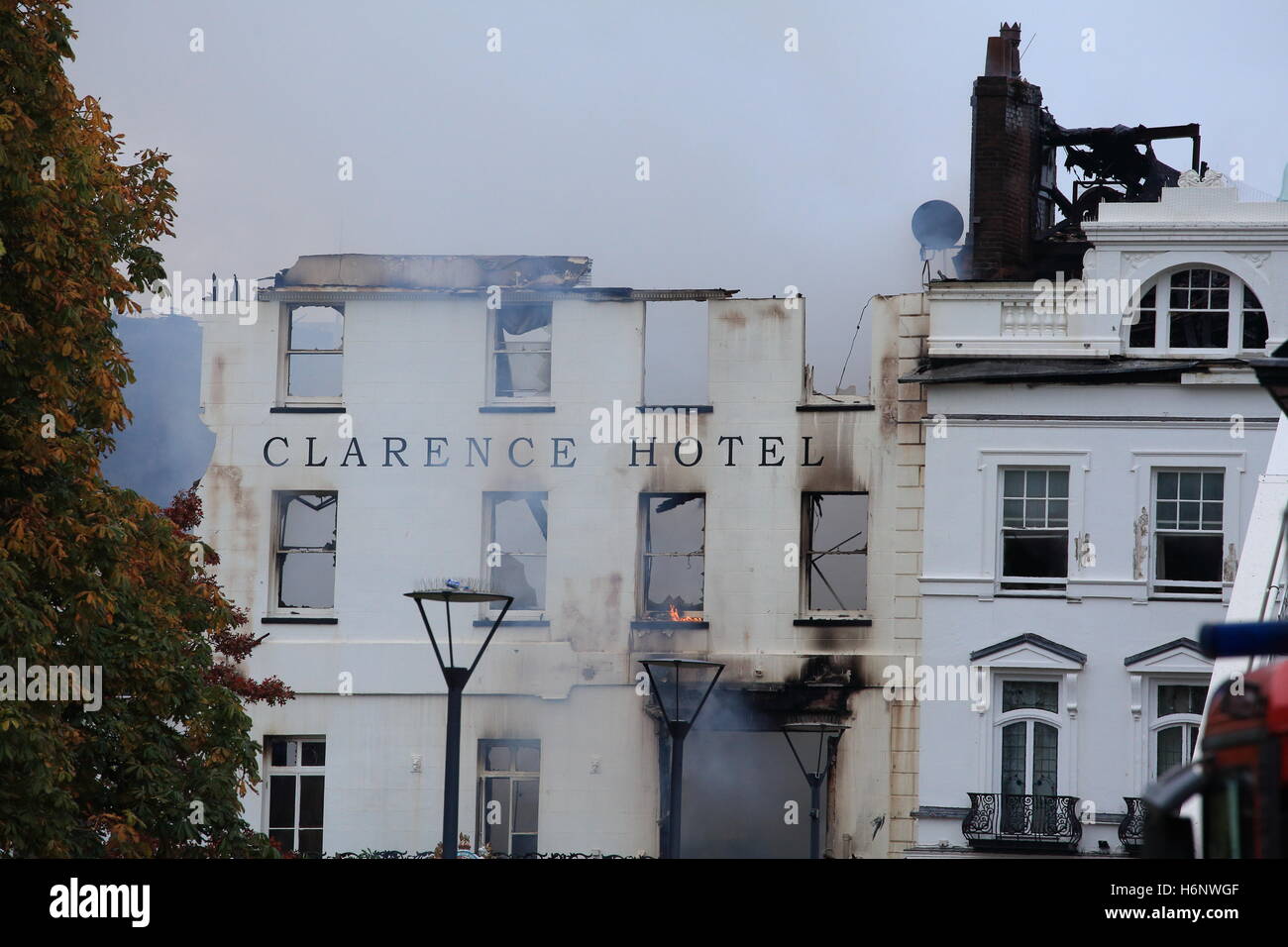 Exeter Royal Clarence hotel, after devasting fire on Fri 28th October ...