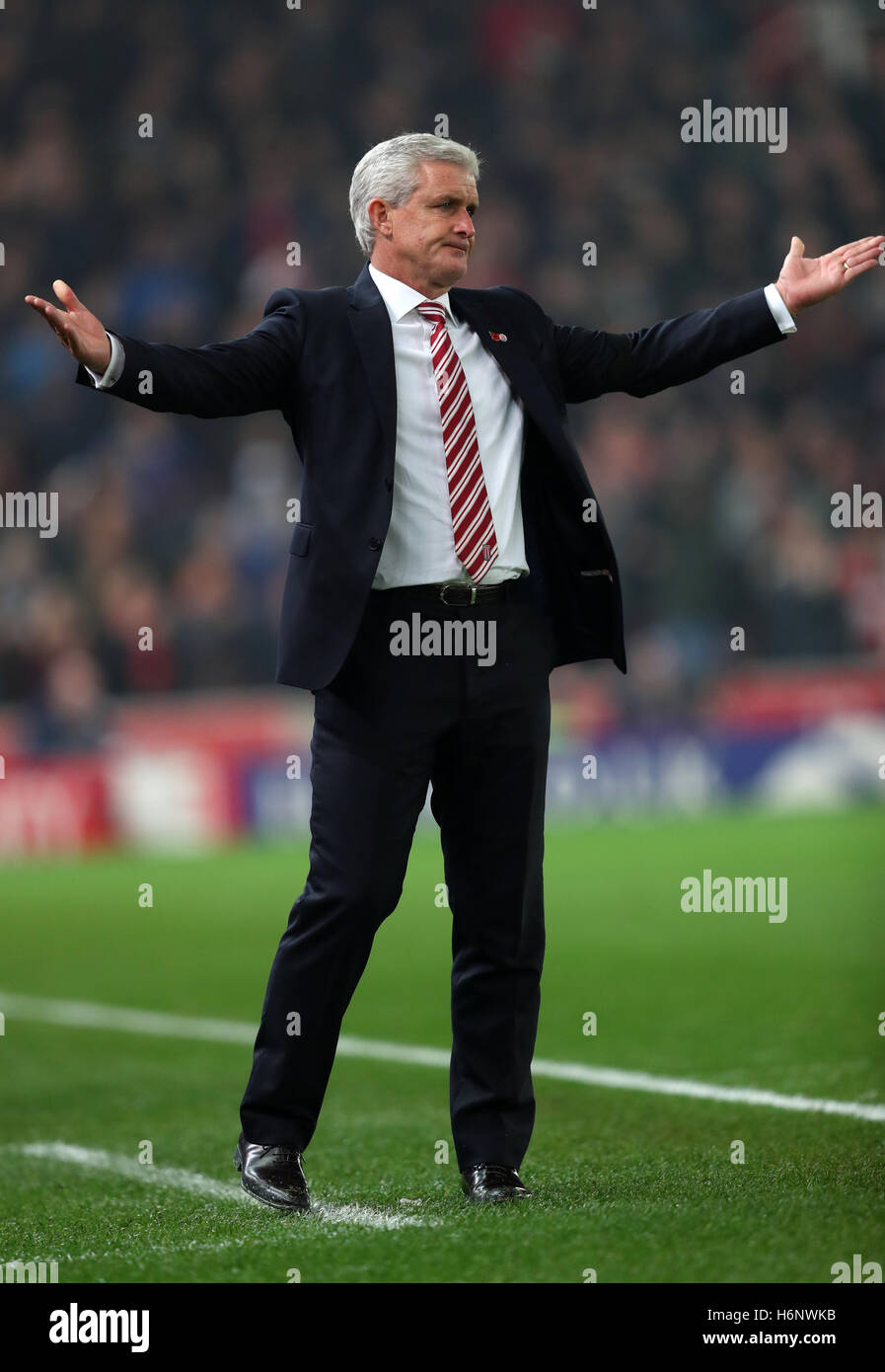 Stoke City manager Mark Hughes during the Premier League match at the ...