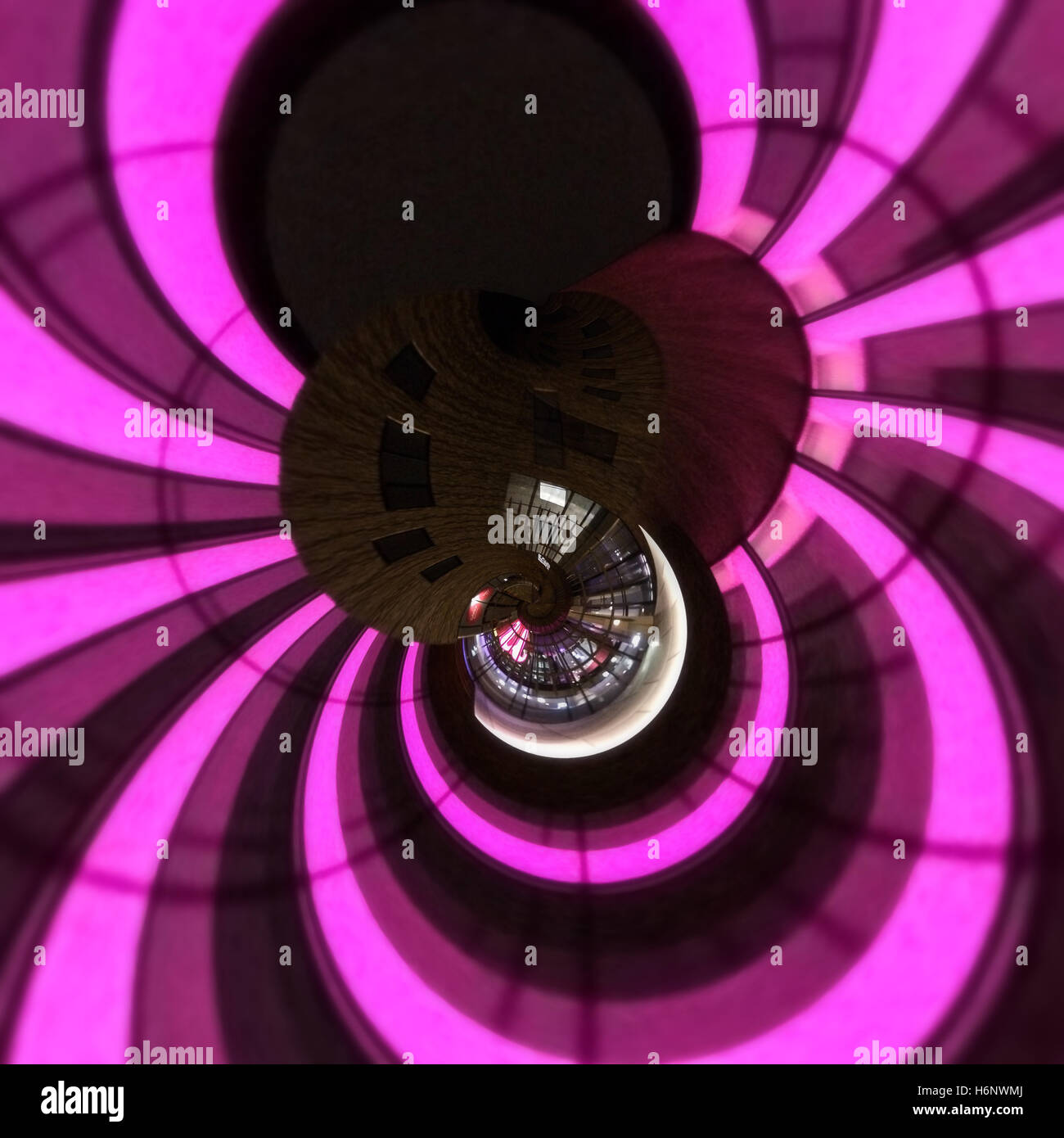 abstract architecture - illuminated cityscape fisheye lens Stock Photo ...