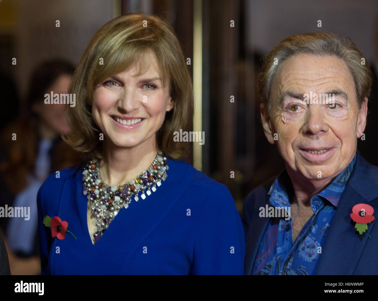 EDITORIAL USE ONLY Fiona Bruce and Andrew Lloyd Webber arrive at the ...