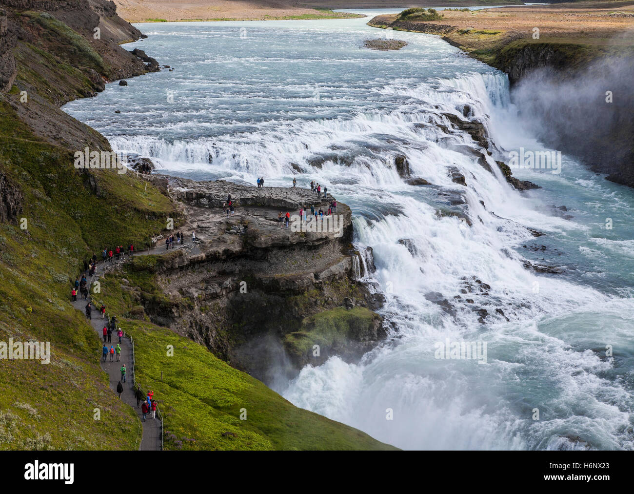 Gullfoss Iceland waterfalls and the Hvita gorge in Iceland, summer ...