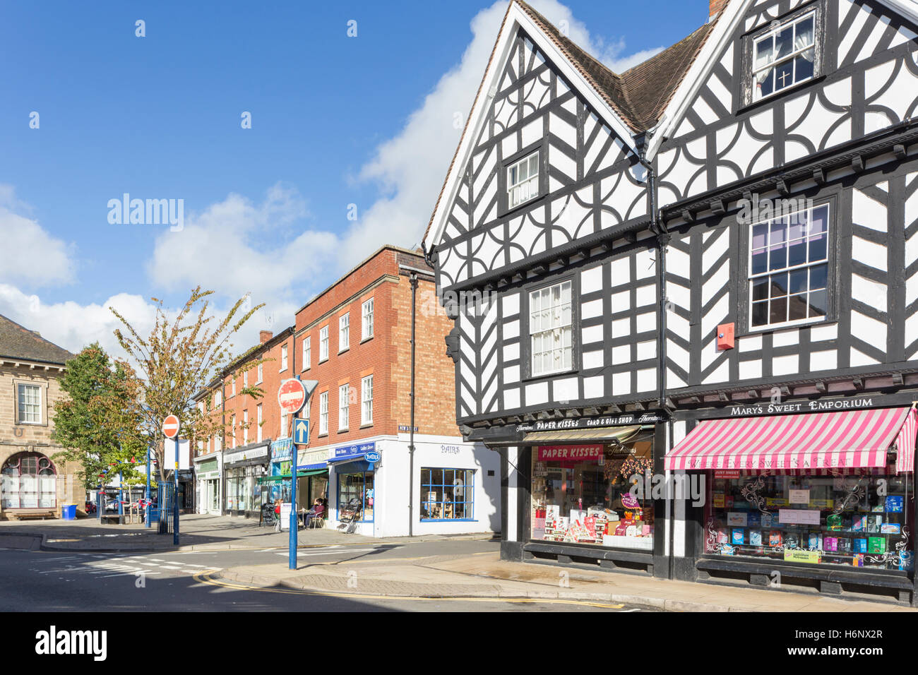 Historic timber framed buildings in Warwick, Warwickshire, England, UK ...