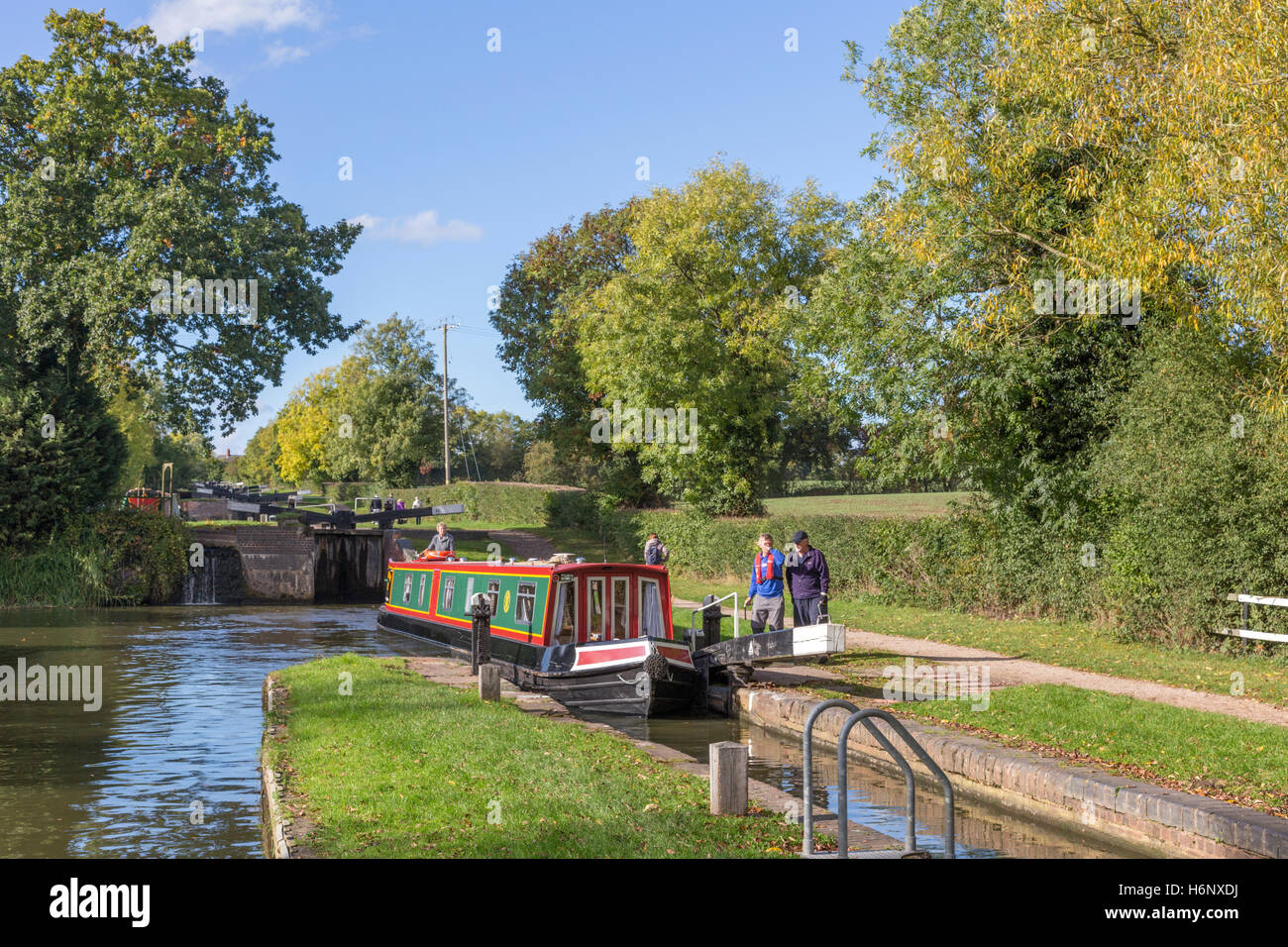Lapworth flight of locks on the Stratford upon Avon Canal, Warwickshire ...