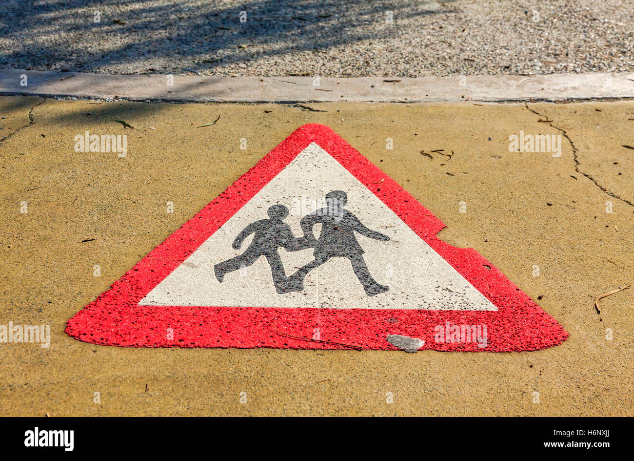 Pedestrian road sign, painted on asphalt for pedestrian lane at the ...