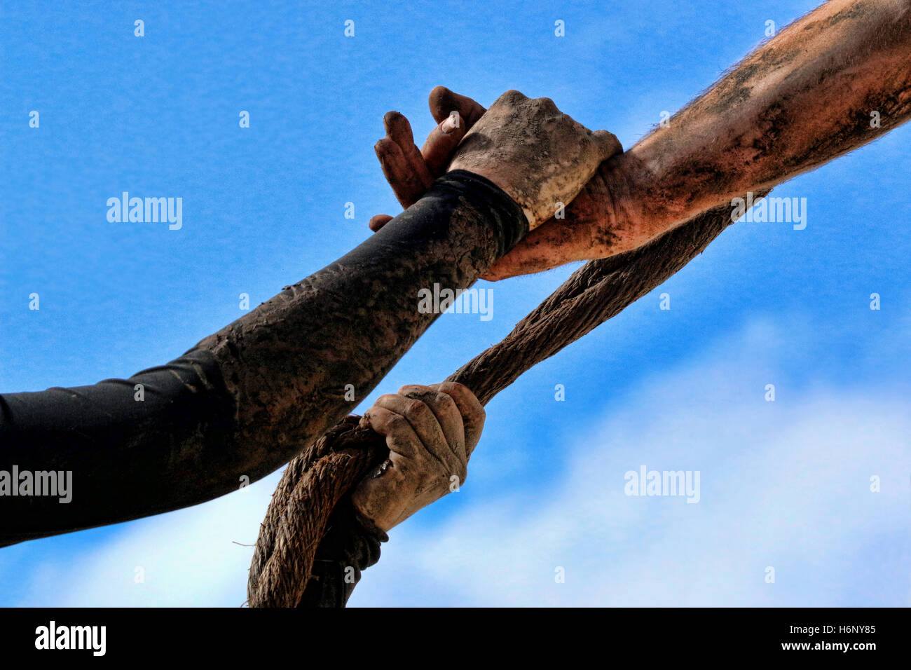 Tough Mudder competitors climbing the Everest 2.0 course obstacle Stock ...