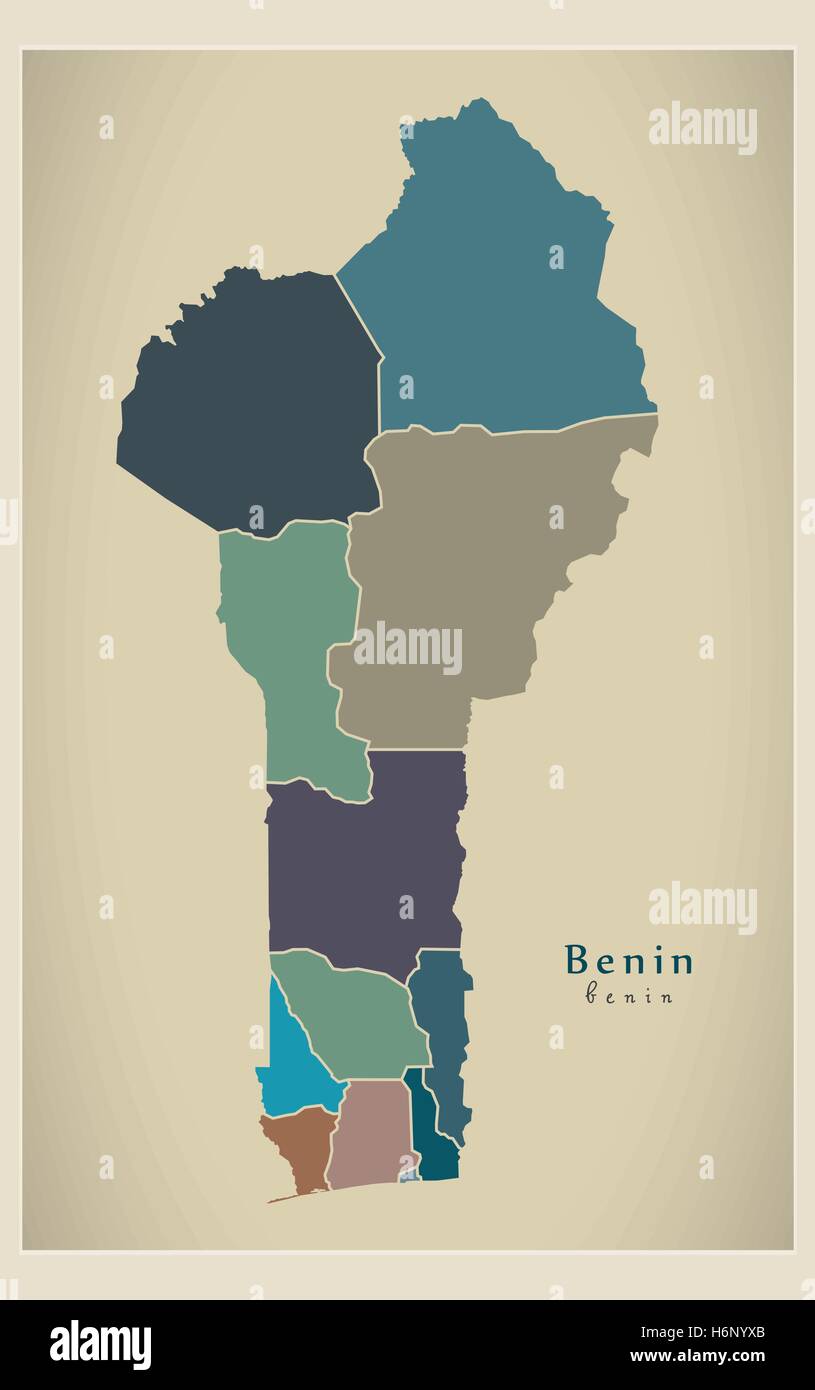 Modern Map - Benin with departments colored BJ Stock Vector Image & Art ...