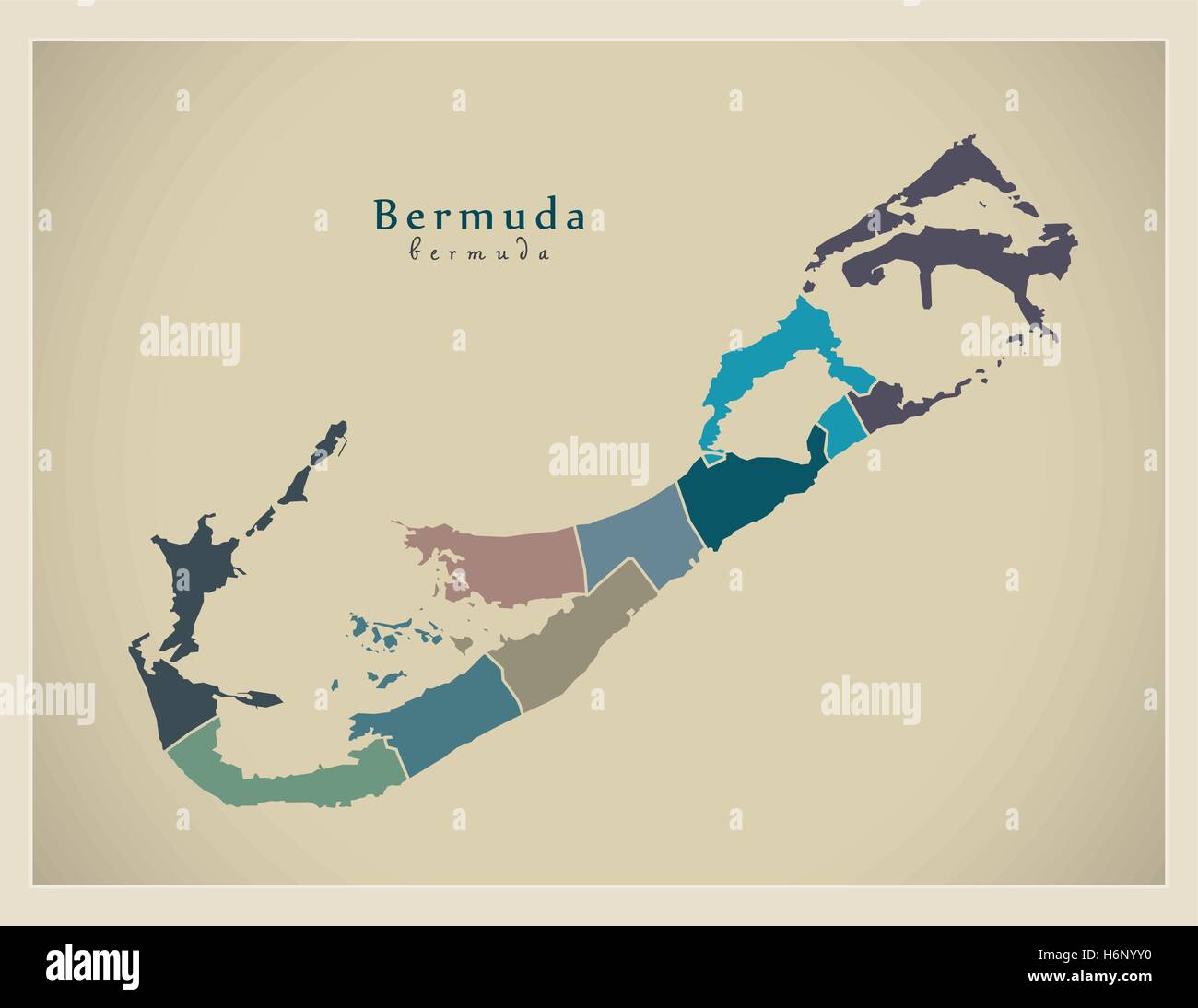 Modern Map - Bermuda with parishes colored BM Stock Vector Image & Art ...