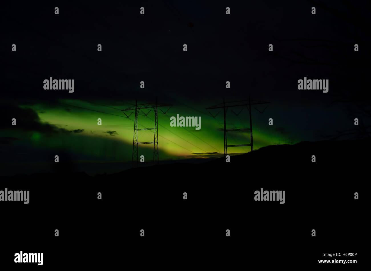 beautiful colorful aurora borealis dancing on night sky over massive ...