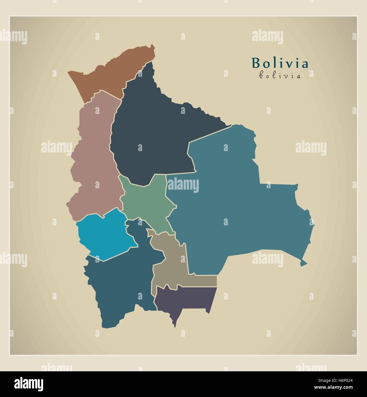 Modern Map - Bolivia with departments colored BO Stock Vector Image ...