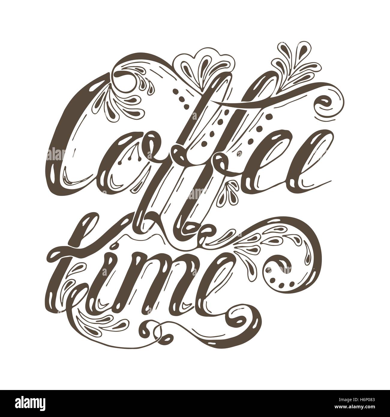 Hand drawn typography lettering phrase coffee time isolated on the ...