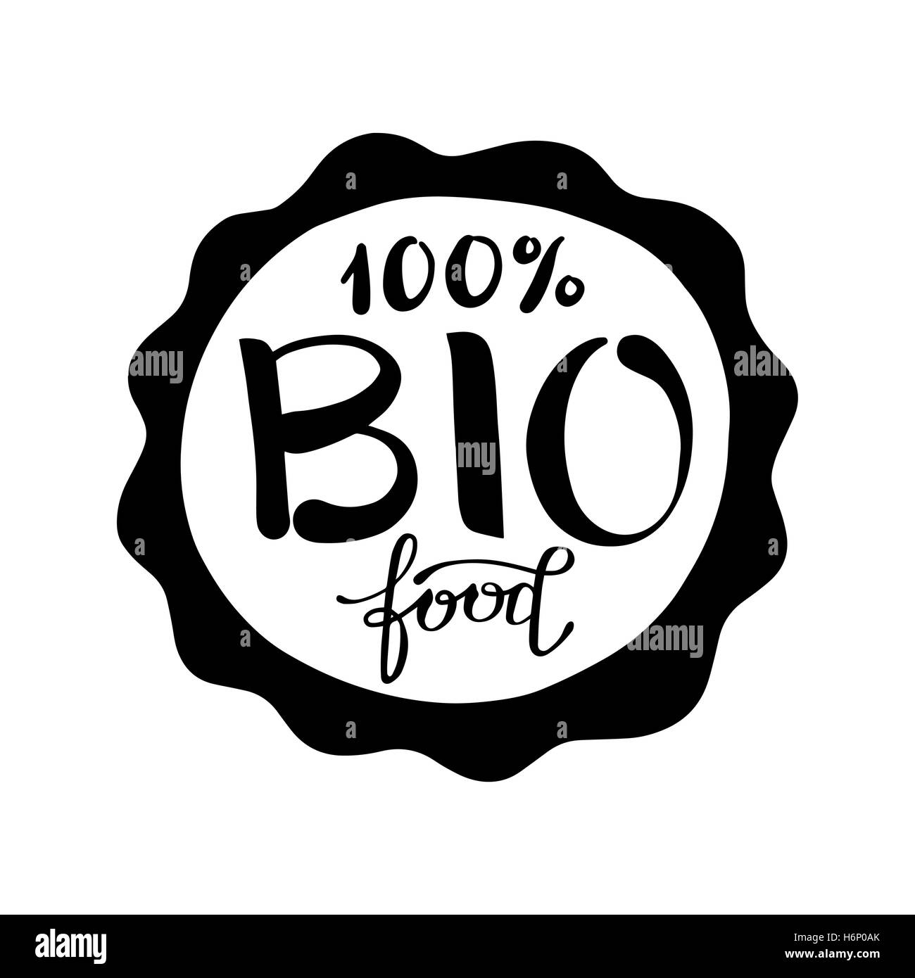 black and white handwritten inscription bio food for health Stock ...