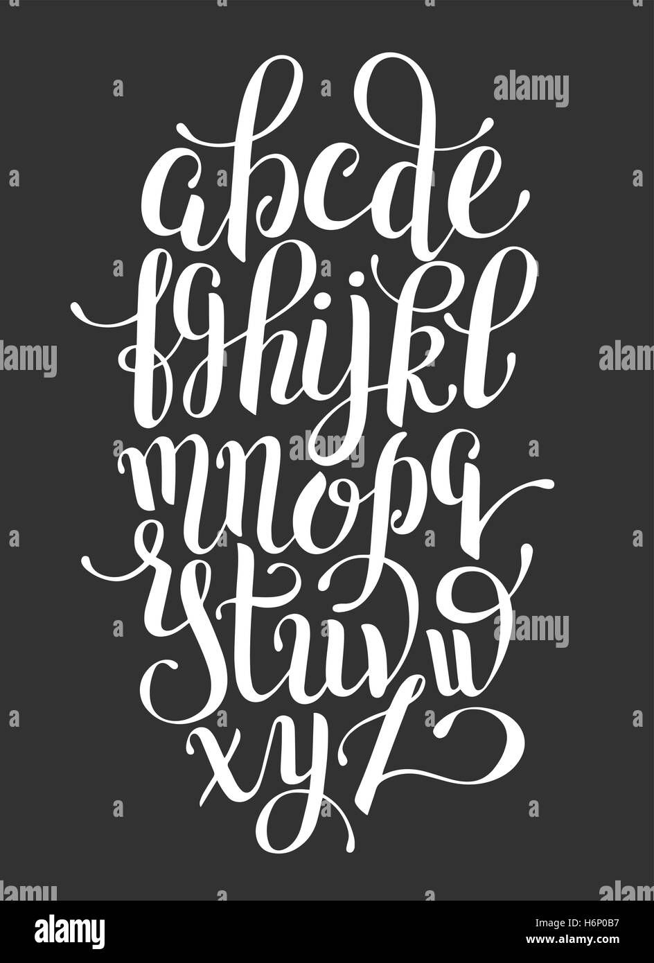 black and white hand lettering alphabet design, handwritten brus Stock ...