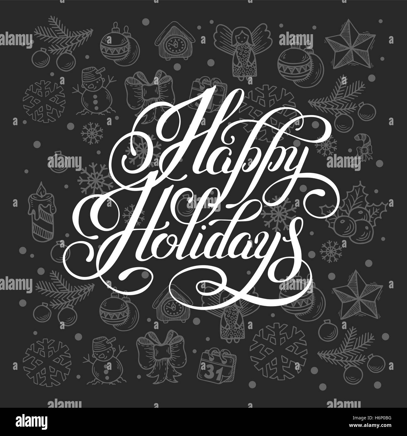 happy holidays lettering inscription handwritten design Stock Vector ...