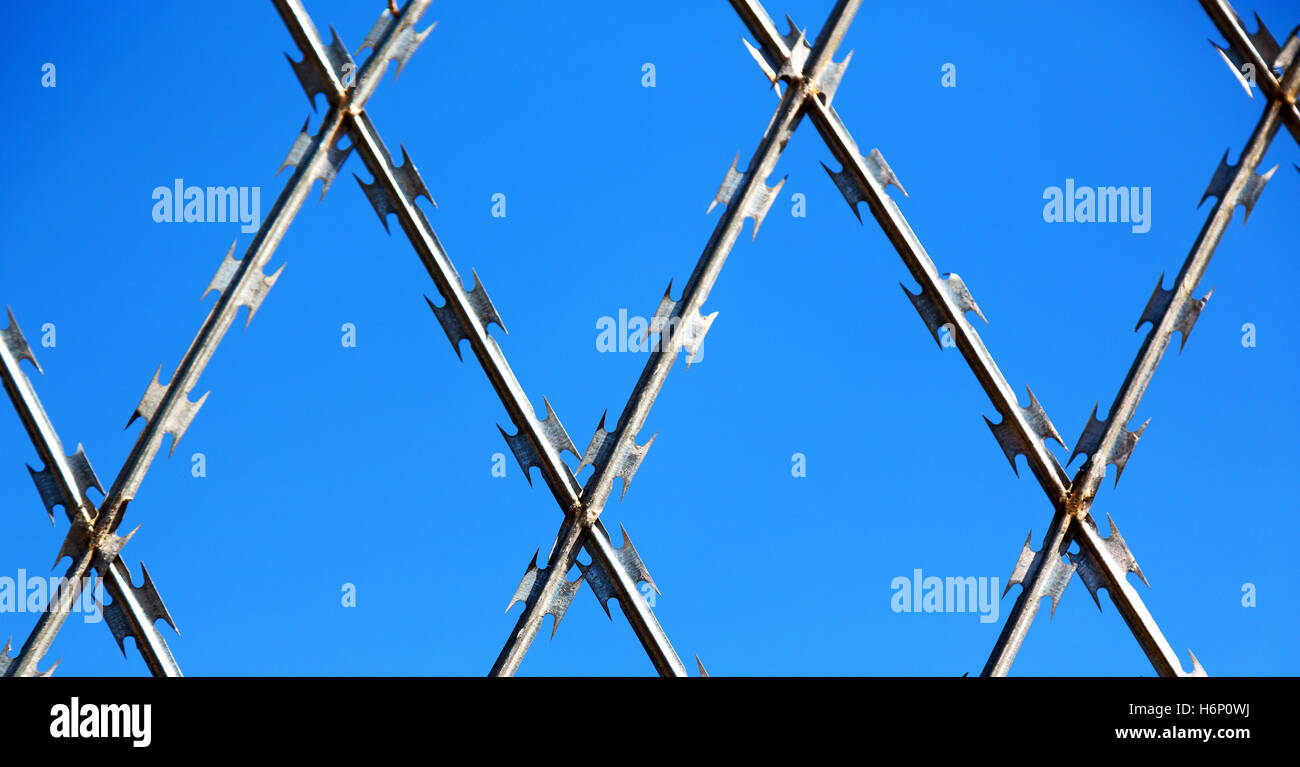 abstract razor wire in the clear sky like background texture Stock ...
