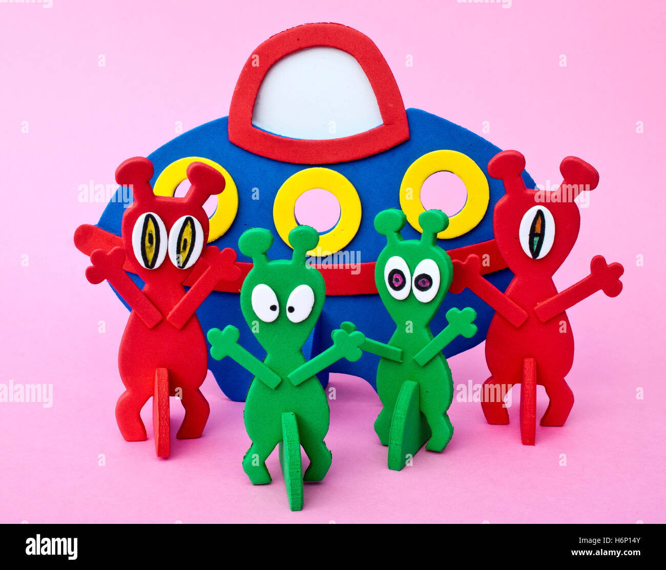 Fun Foam Alien Family and Spacecraft Stock Photo - Alamy