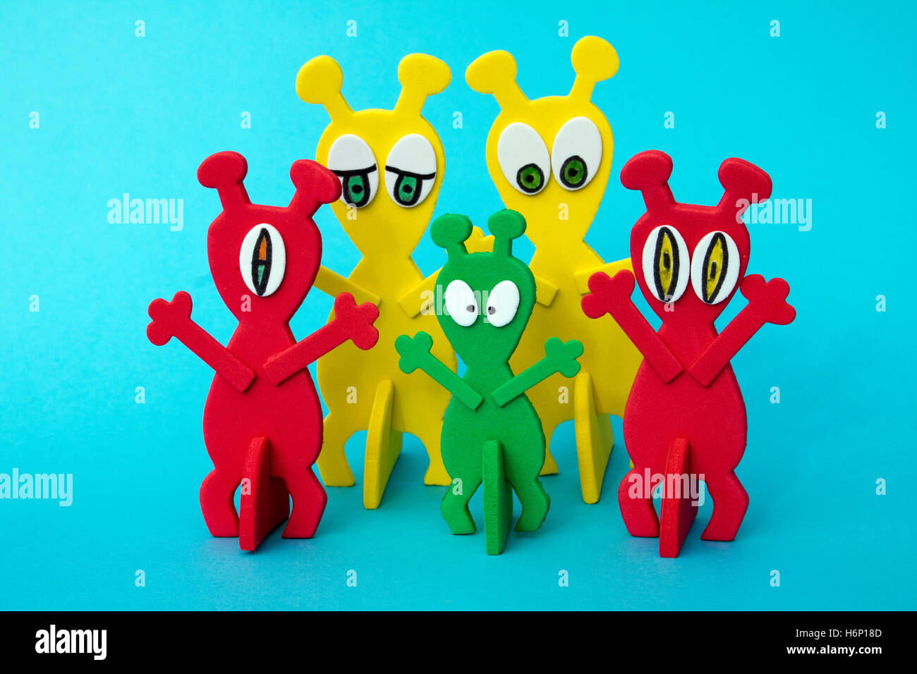 Fun Foam Alien Family and Spacecraft Stock Photo - Alamy