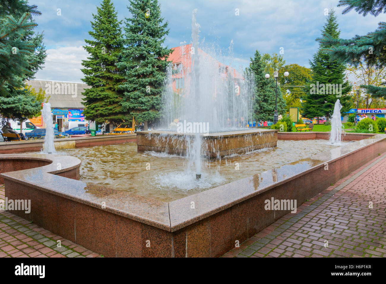 Squares, parks, fountains, statues cities of Western Ukraine Stock ...