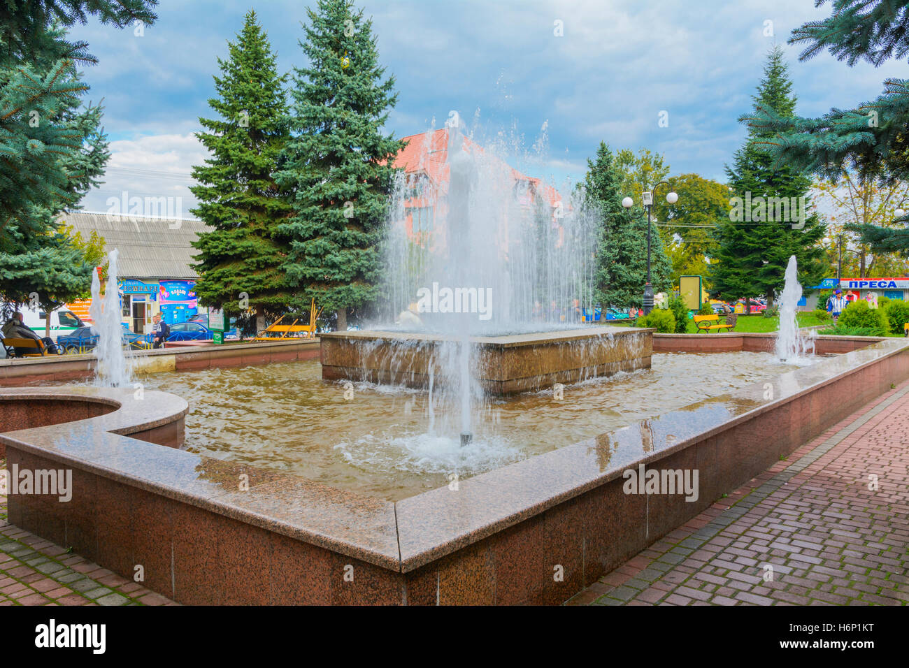 Squares, parks, fountains, statues cities of Western Ukraine Stock ...