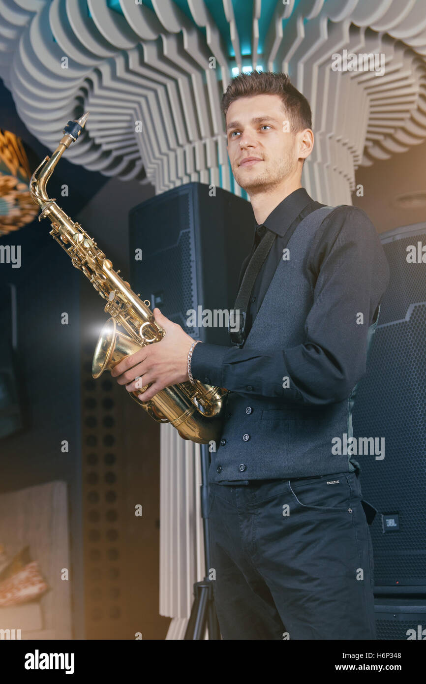 Saxophone in concert musical instrument hi-res stock photography and ...