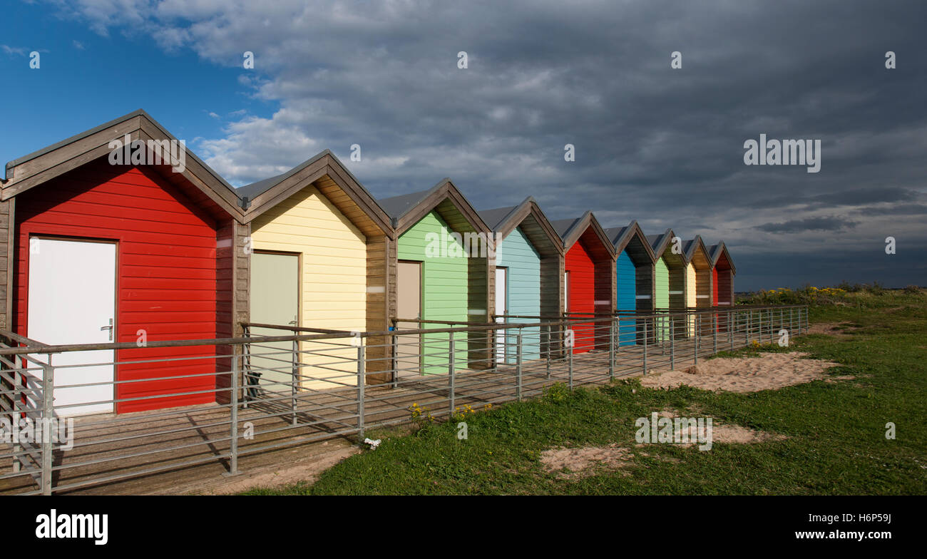 Colourful beach huts, Blyth Beach, Blyth, Northumberland, England, Uk ...