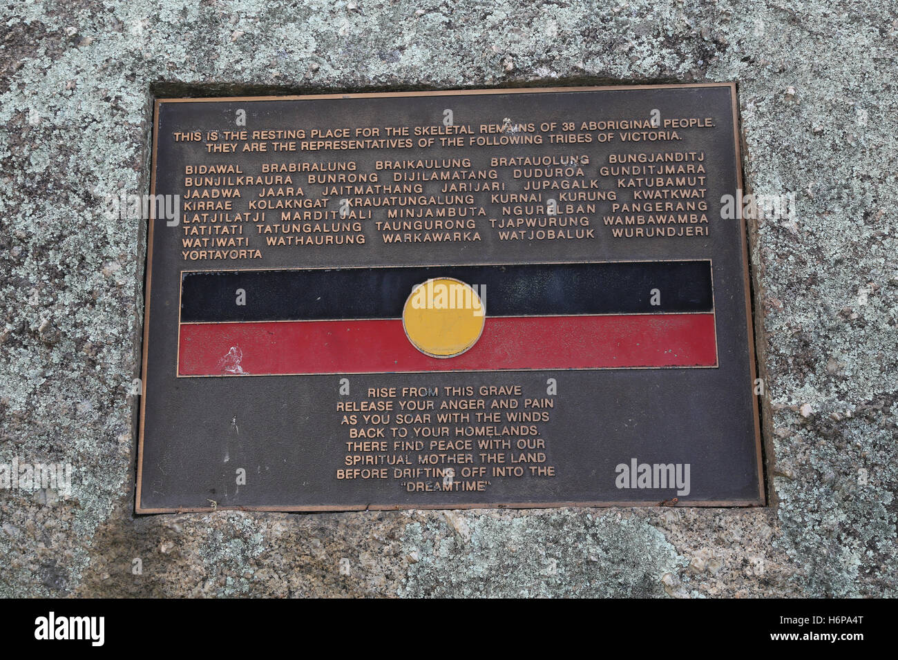 The Aboriginal Burial Stone in King’s Domain park in Melbourne Stock ...