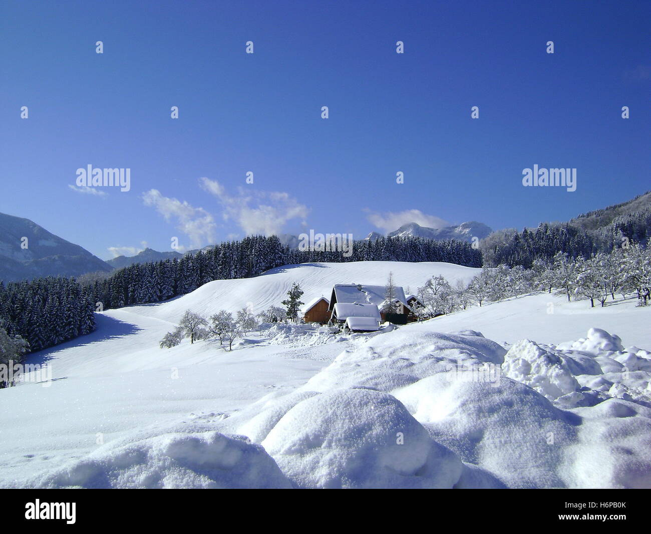 Winter snow farm Stock Photo - Alamy