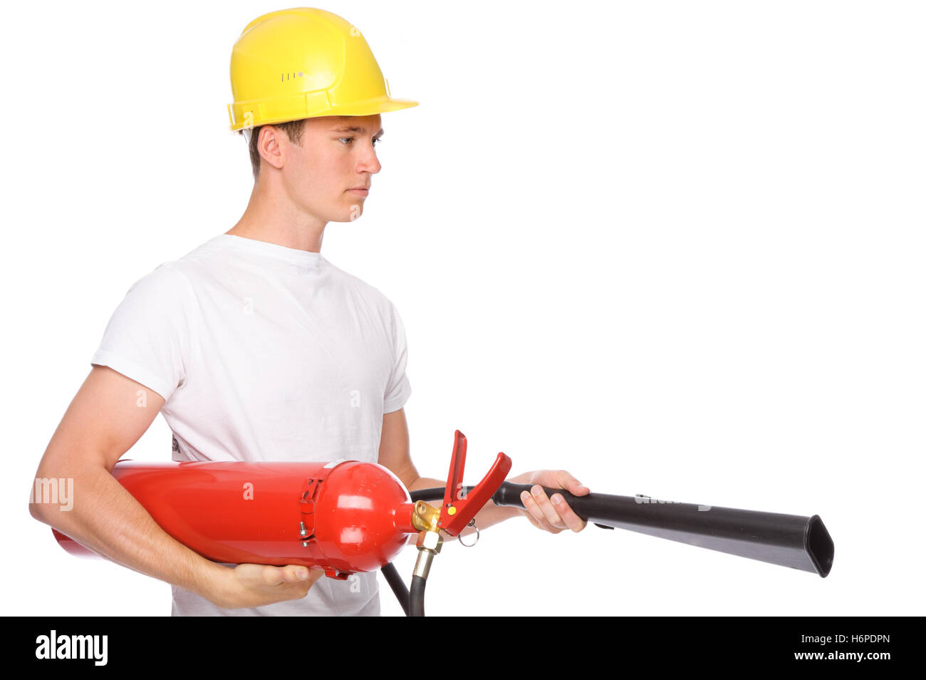 Man with fire extinguisher hi-res stock photography and images - Alamy