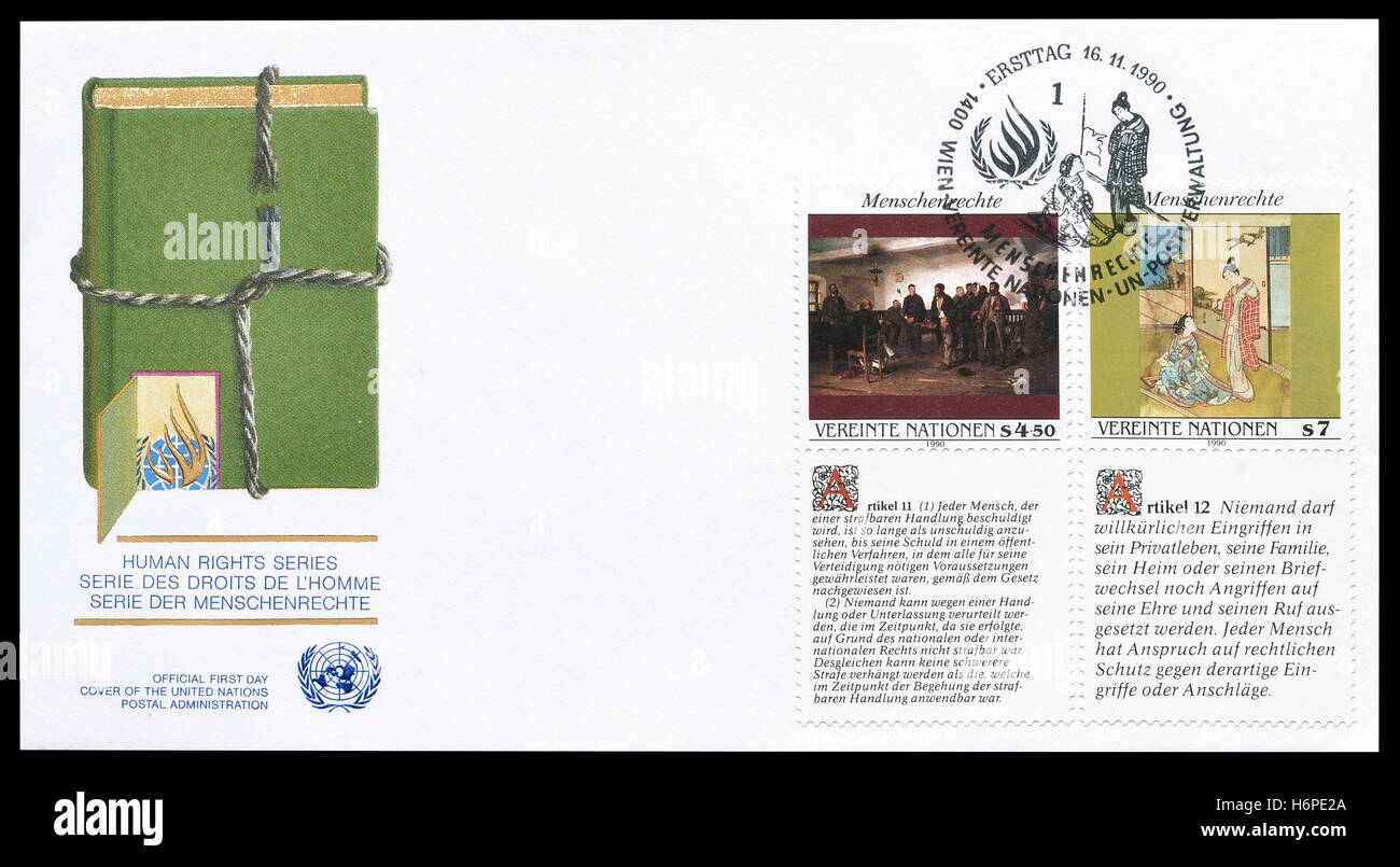 United Nations First Day Cover 1990 Stock Photo - Alamy