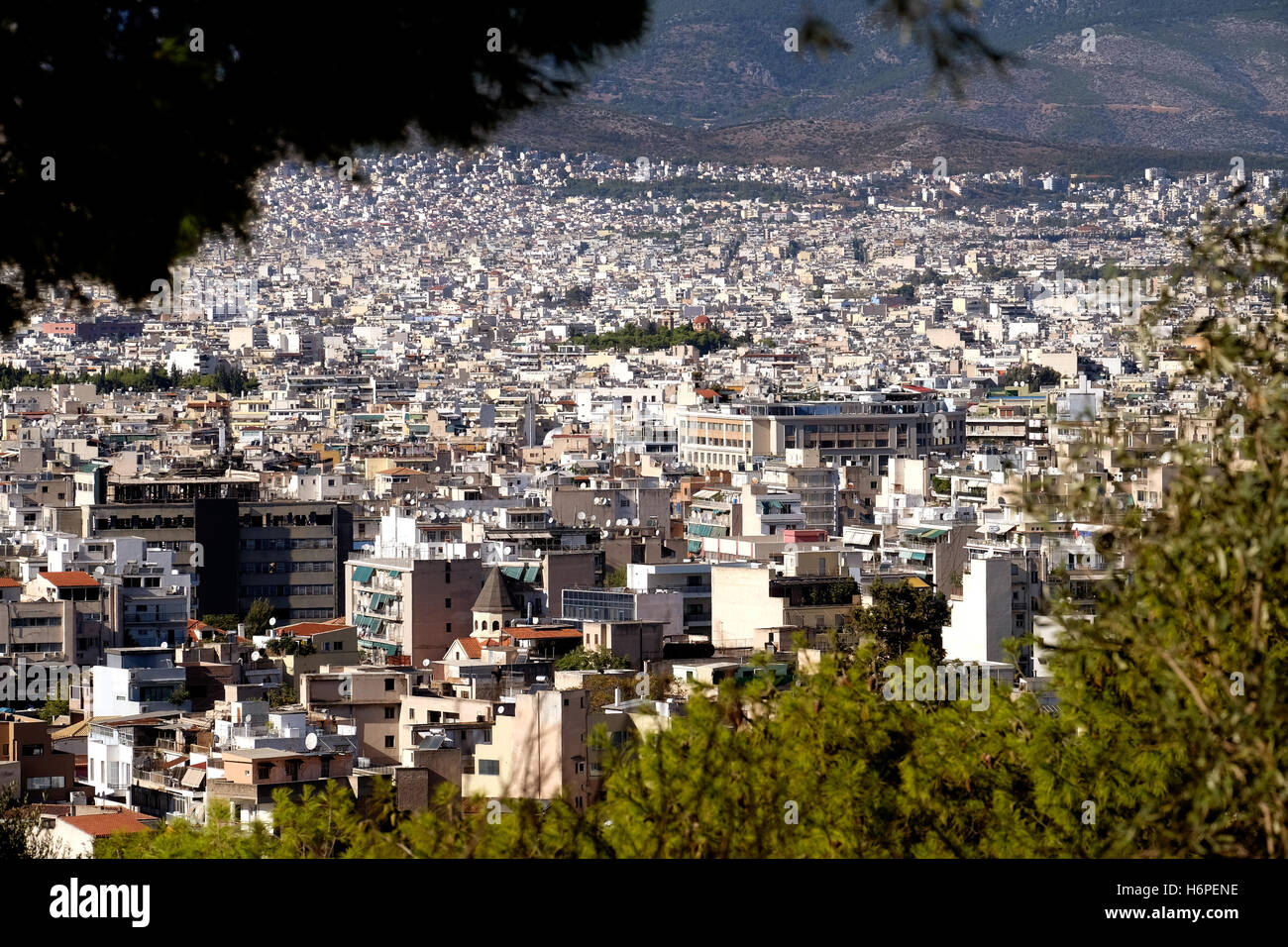 a view of the residential area of the city of Athens in Greece Stock ...