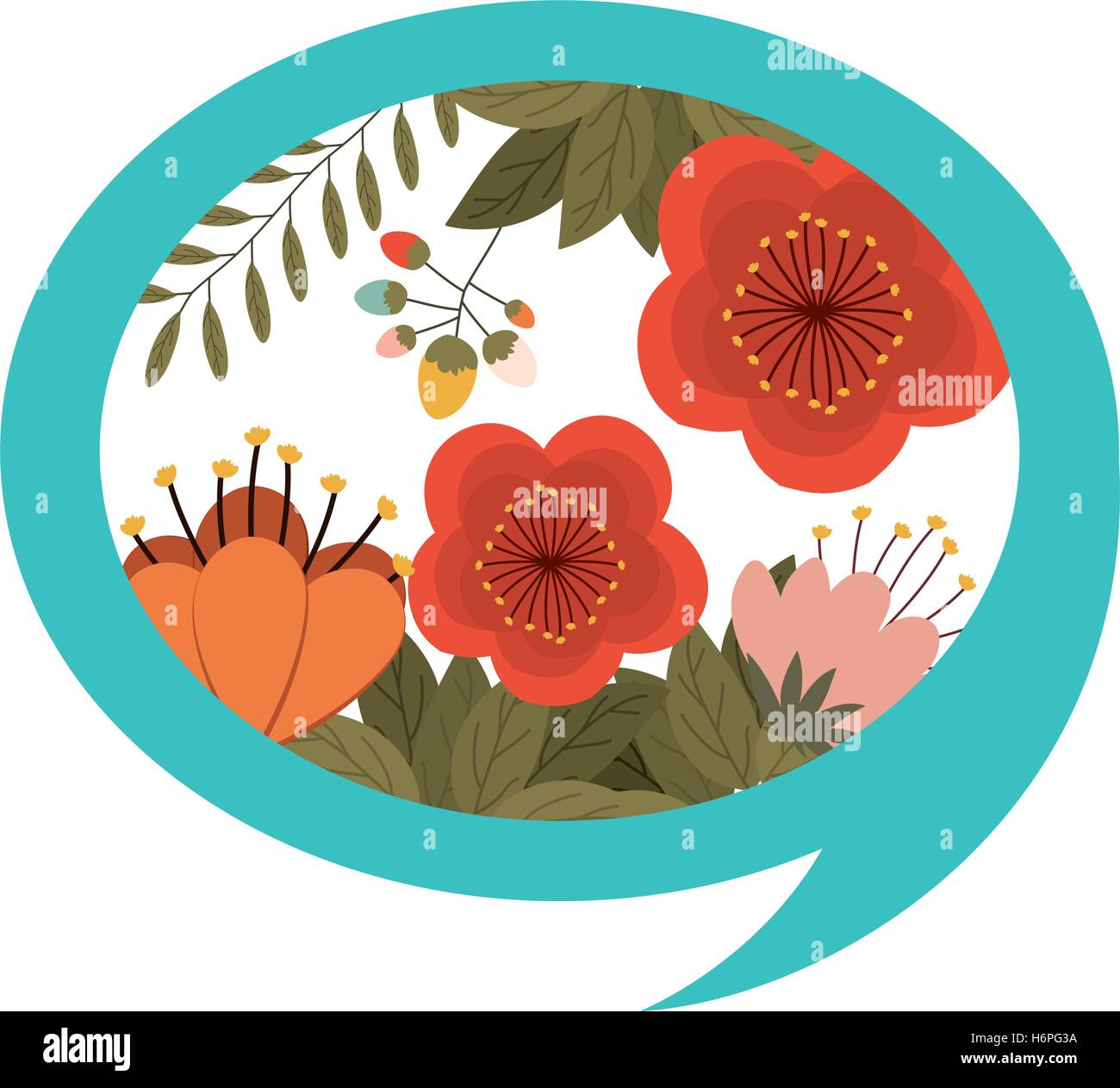 silhouette decorative frame with flowers in circular form vector ...