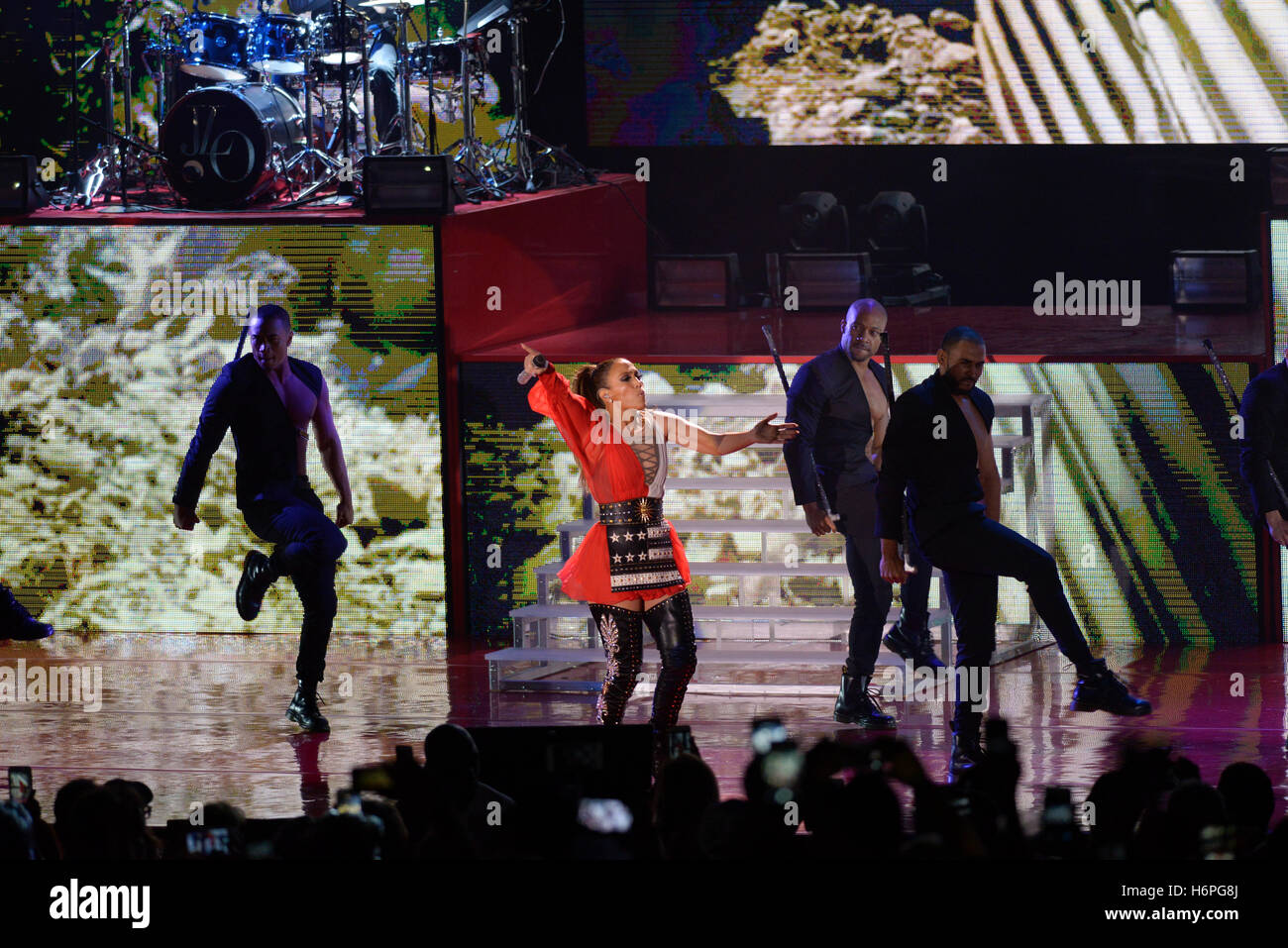Singer Jennifer Lopez performs during a Get Out The Vote concert for ...