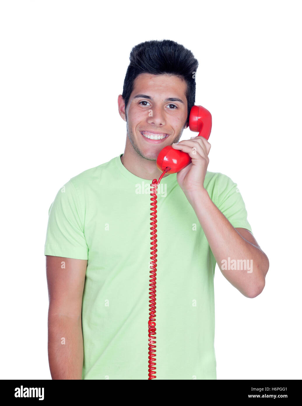 Casual young men calling by phone isolated on white background Stock ...